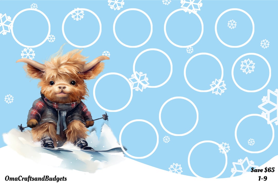 Skiing Highland Cow Scratch off Challenge - Etsy