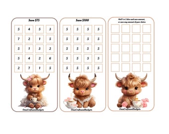 Highland Cow Roses Mini Savings Challenges - Etsy