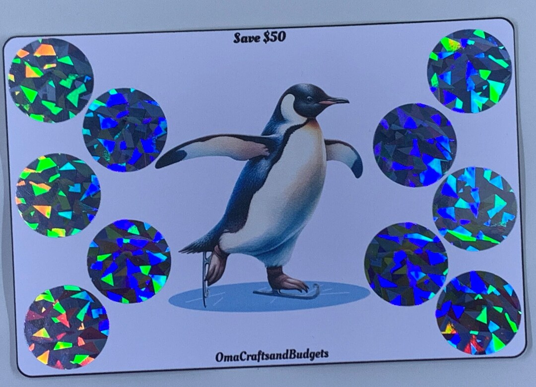 Ice Skating Penguin Scratch off Savings Challenge - Etsy