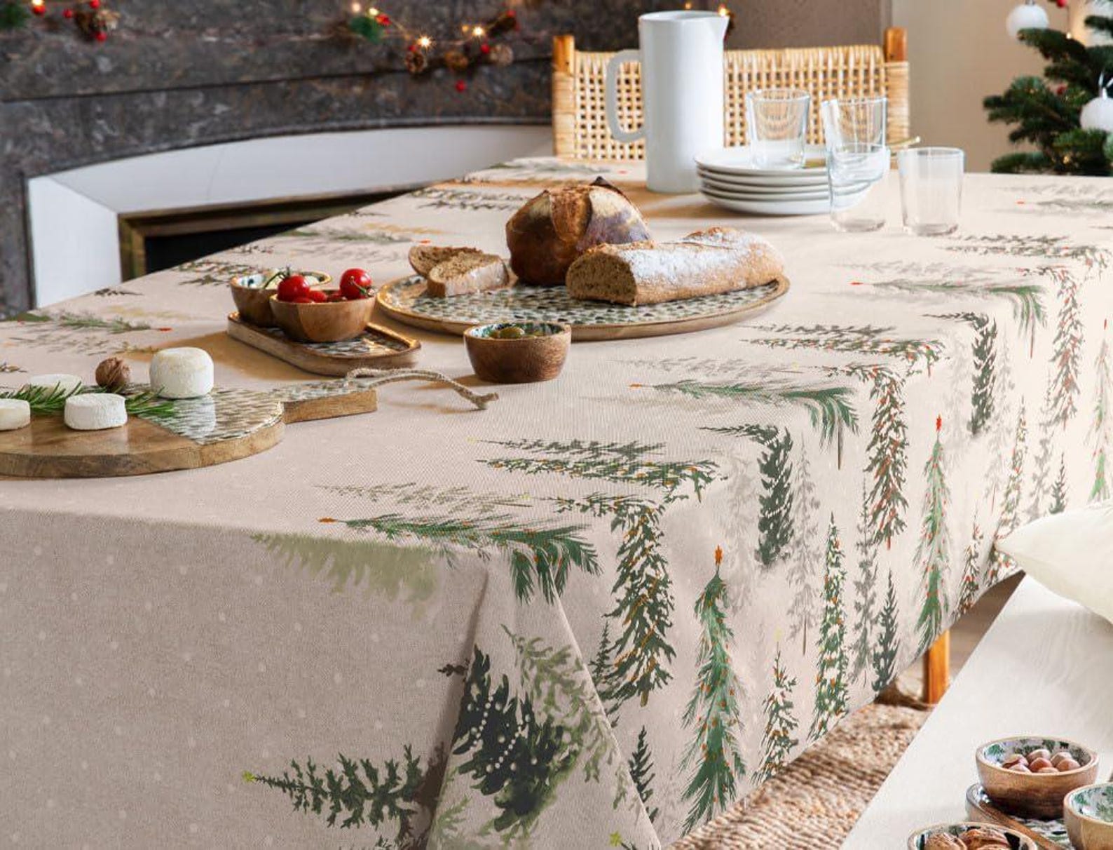 Christmas Tablecloth, Pine Tree Design, Holiday Dining (150x240cm) - Etsy