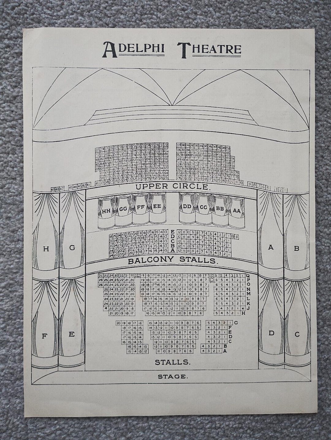 Adelphi Theatre & Aeolian Hall Seating Chart Antique Print 1910 - Etsy UK