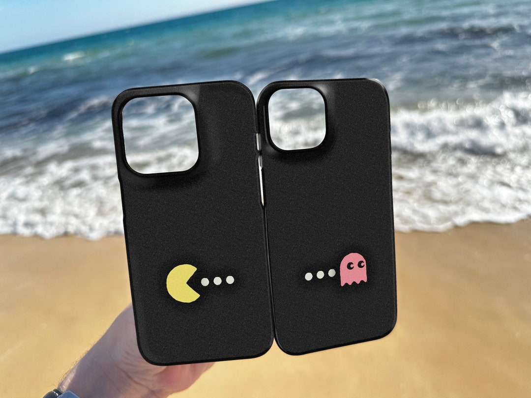 Pacman Gaming Black Matching Personalised Customisable Couples Phone ...