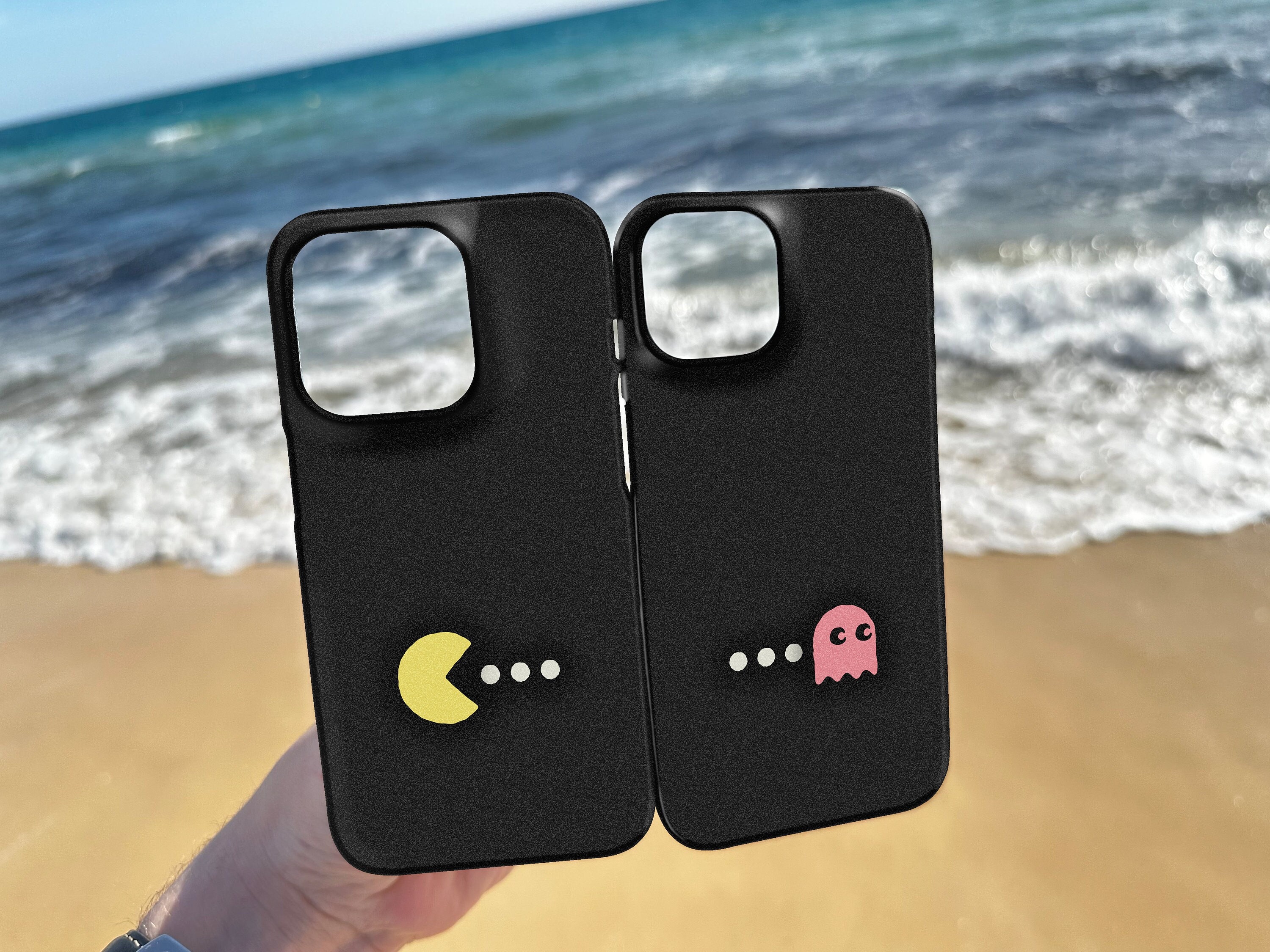Pacman Gaming Black Matching Personalised Customisable Couples Phone ...