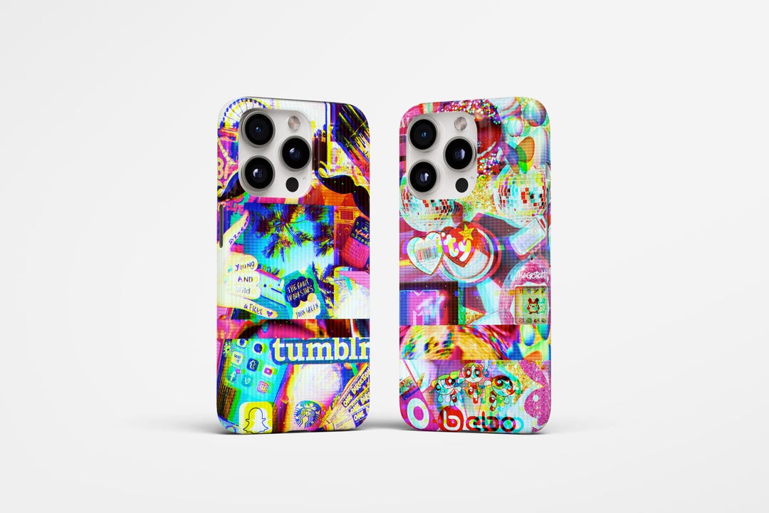 Y2K Pixel Glitch Aesthetic Phone Case – Retro 2000s Collage for iPhone ...