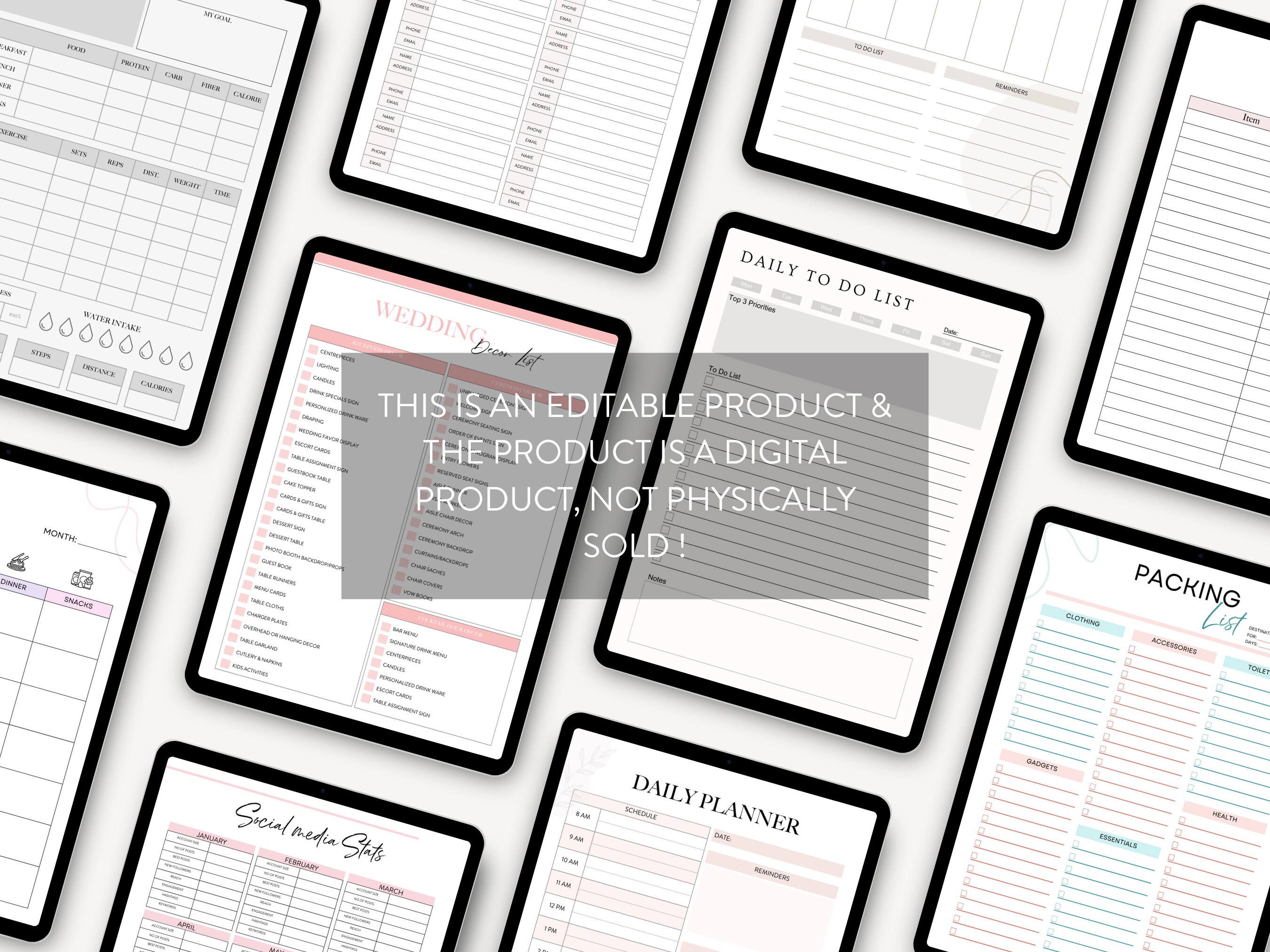 Editable Printable Planner, Digital Planner, Daily Planner, Weekly ...