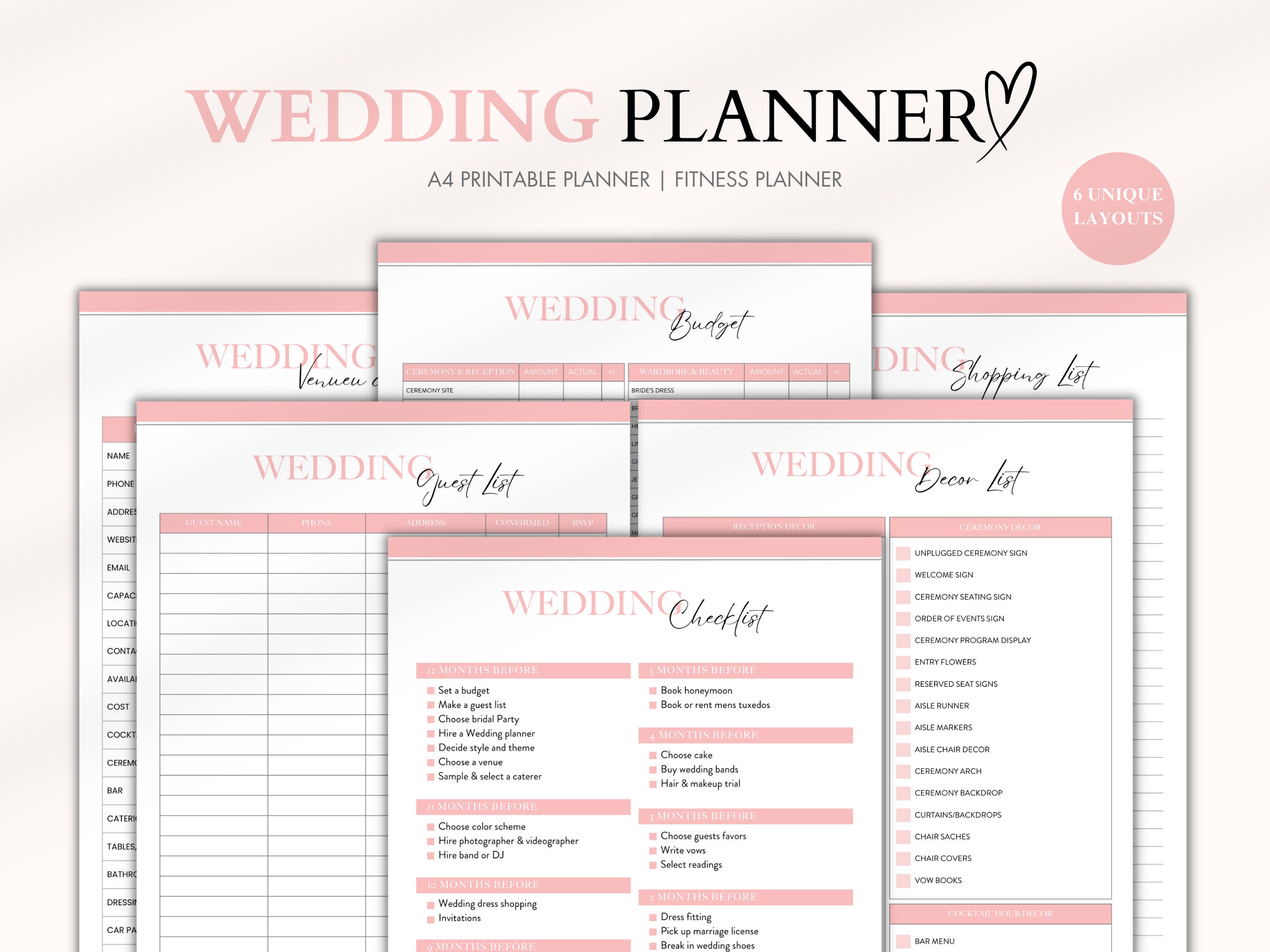 Editable Wedding Planner, Digital Planner, Printable Planner, Wedding ...