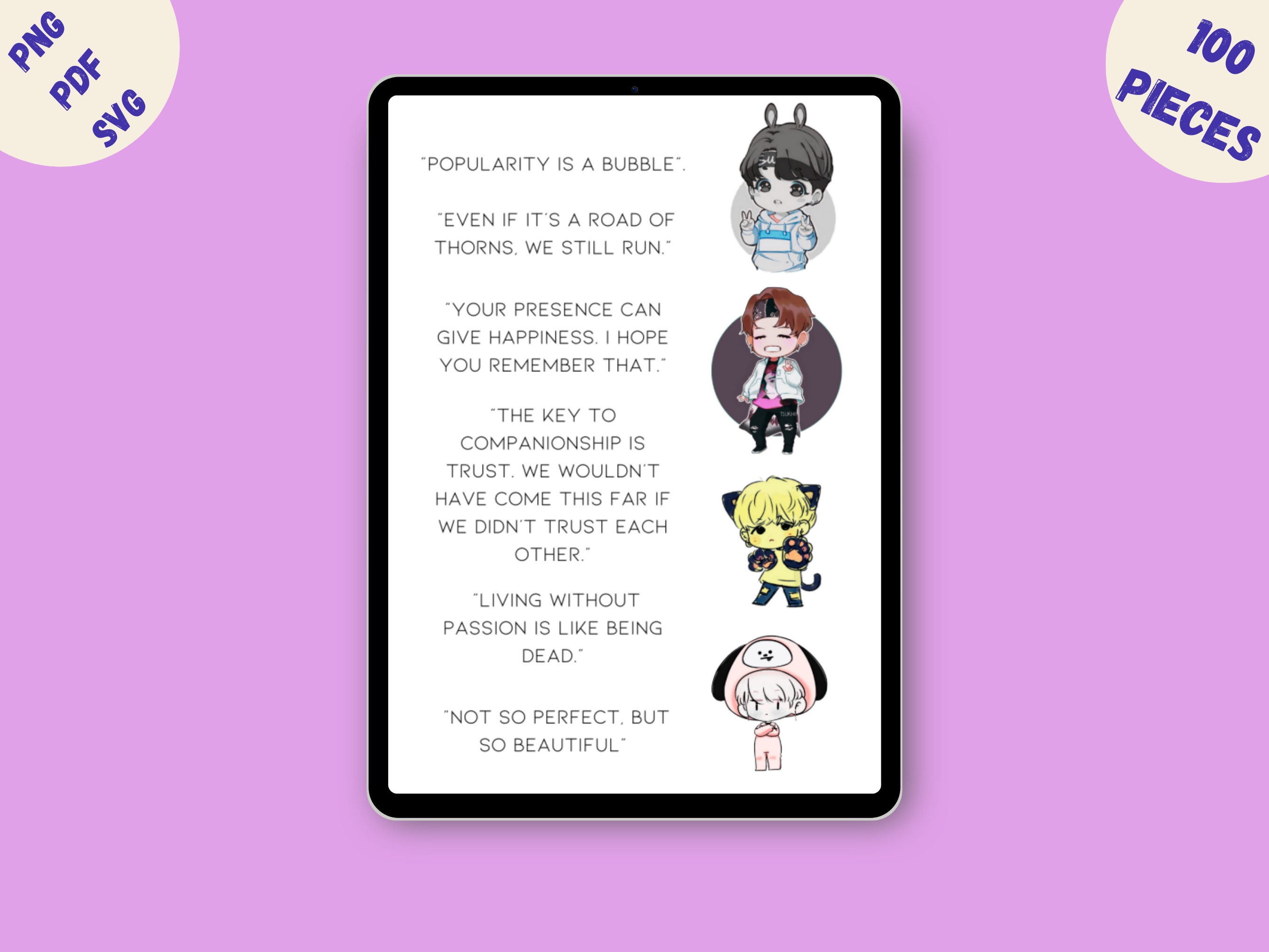 BTS 100 Stickers Pack Jungkook SVG Jimin SVG Jhope Svg Rm - Etsy