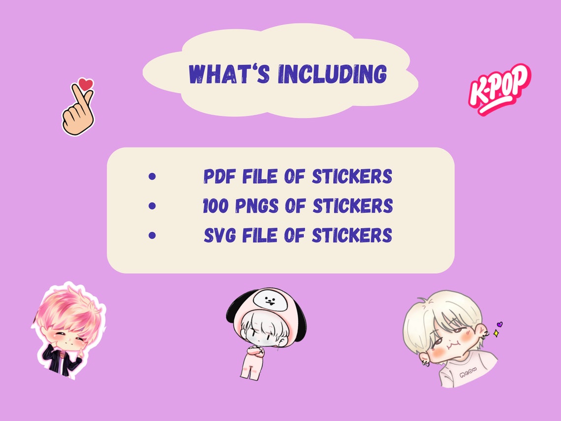 BTS 100 Stickers Pack Jungkook SVG Jimin SVG Jhope Svg Rm - Etsy