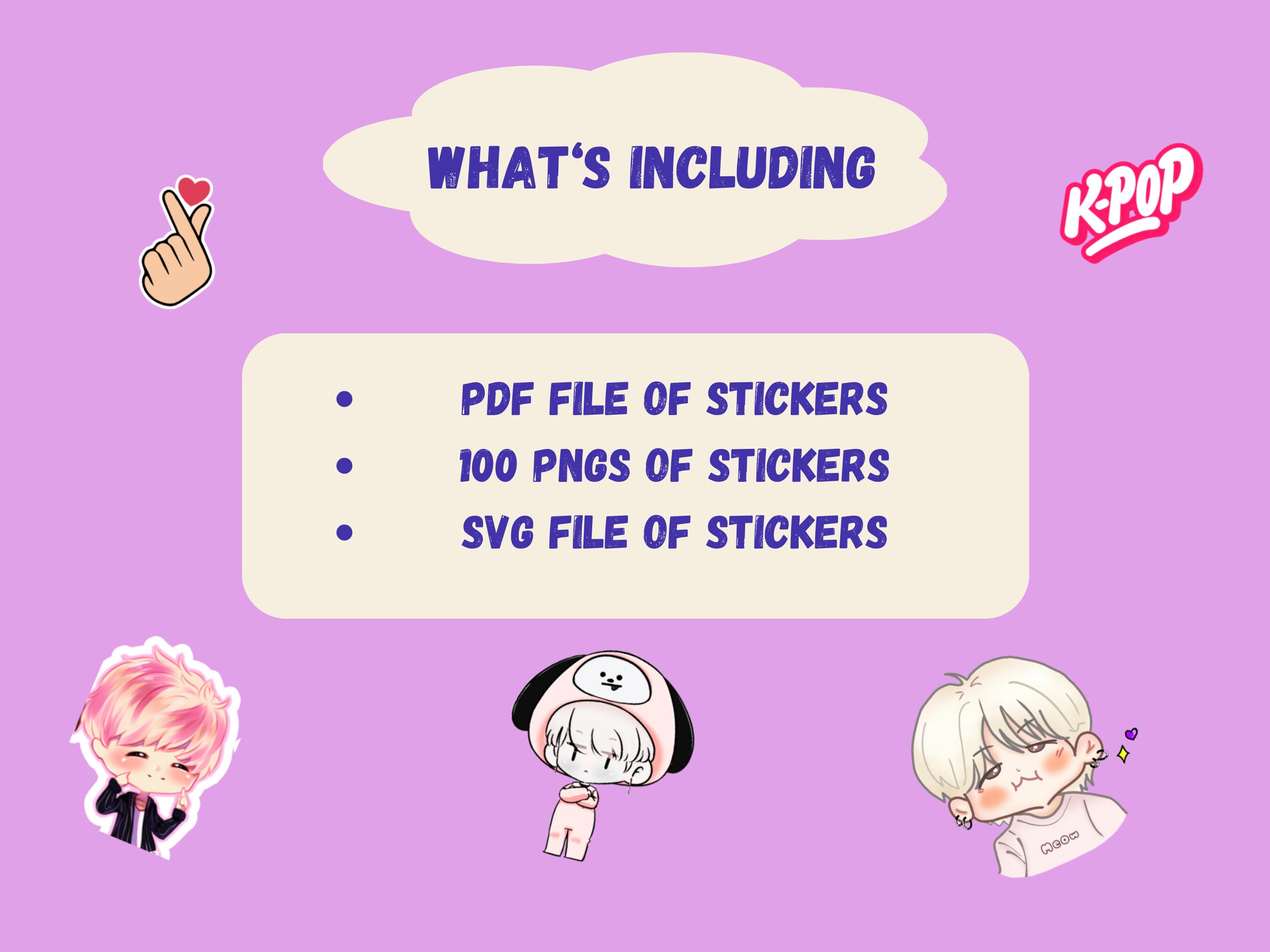 BTS 100 Stickers Pack Jungkook SVG Jimin SVG Jhope Svg Rm - Etsy