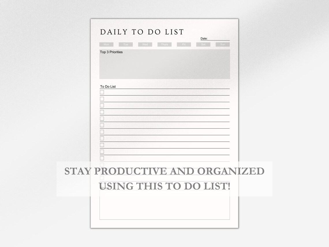 Editable Minimalist to Do List, Undated to Do List Template, Task ...