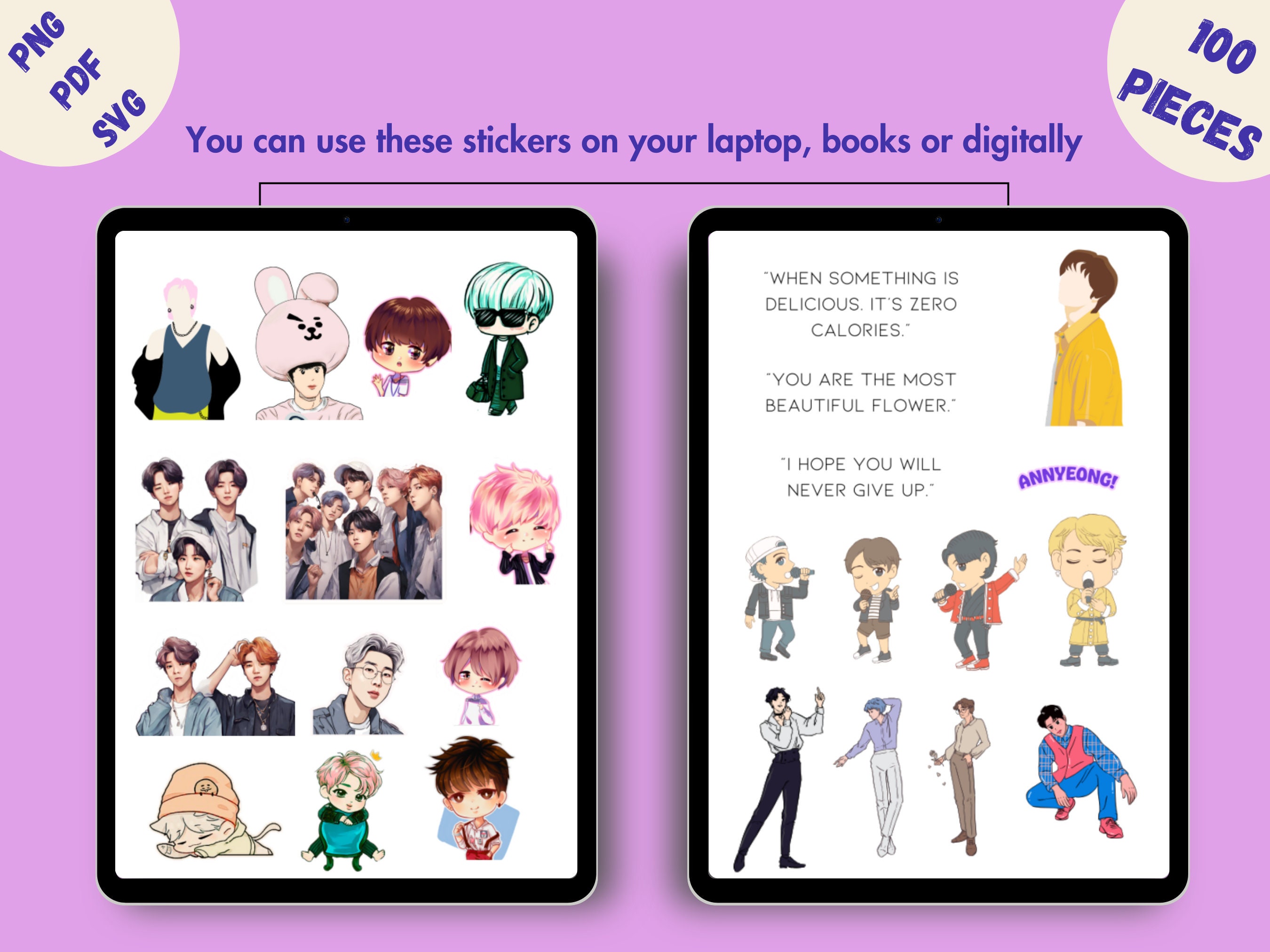 BTS 100 Stickers Pack Jungkook SVG Jimin SVG Jhope Svg Rm - Etsy