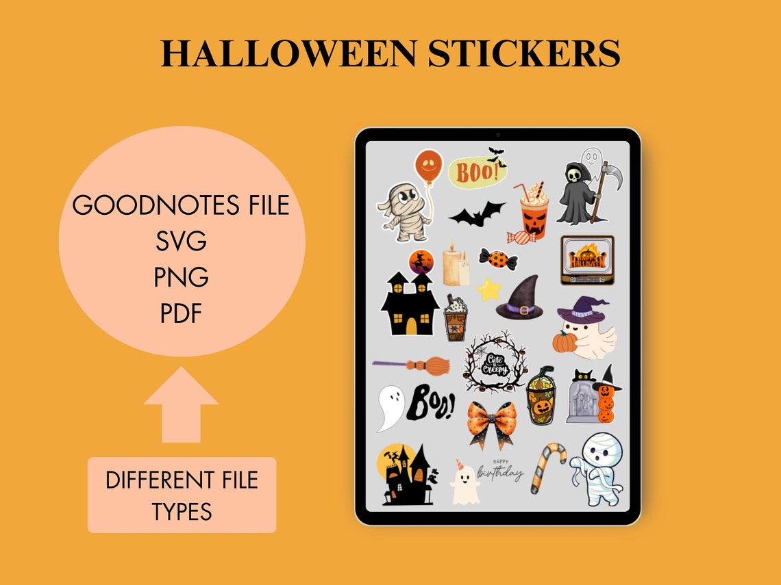 100 Halloween Digital Stickers for Goodnotes, Onenote, Notability ...