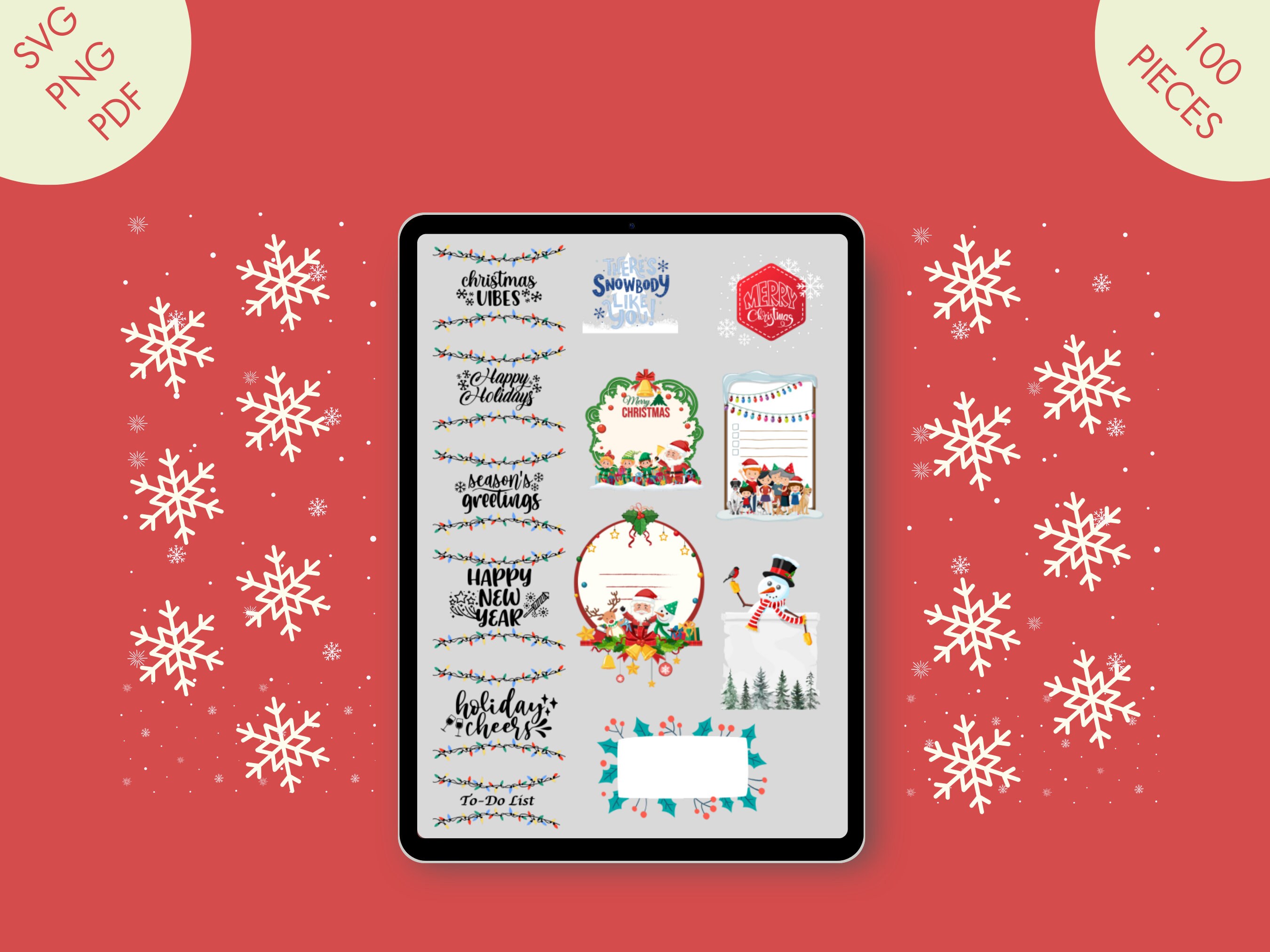 100 Christmas Stickers, SVG, PDF, PNG, Winter Stickers, Goodnotes ...
