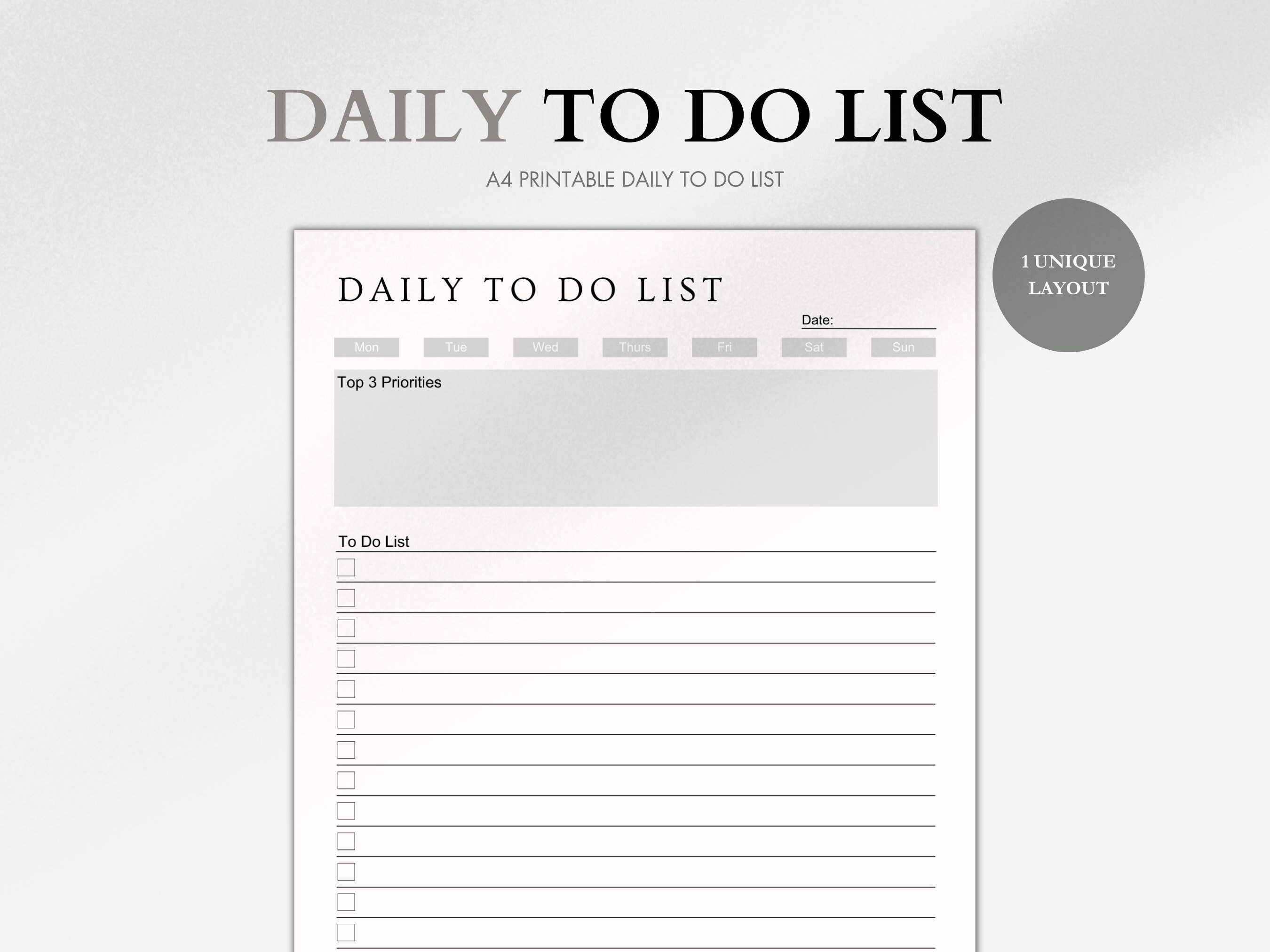 Editable Minimalist to Do List, Undated to Do List Template, Task ...
