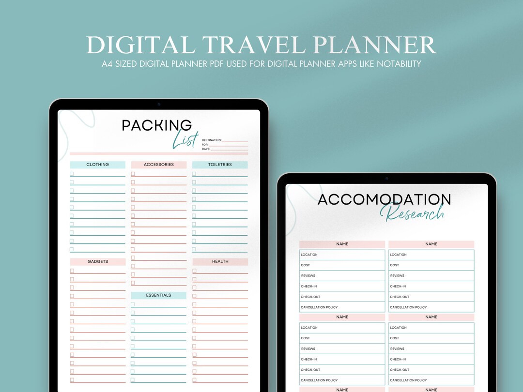 Editable Travel Planner,digital Planner, Printable Planner, Trip ...