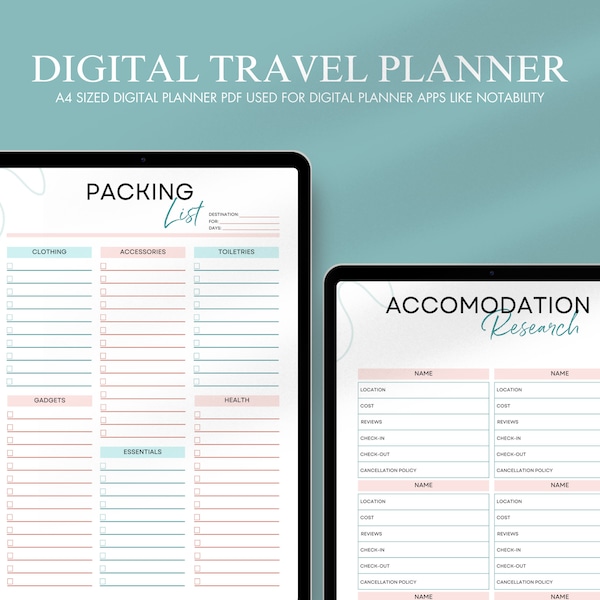 Onenote Travel Itinerary - Etsy