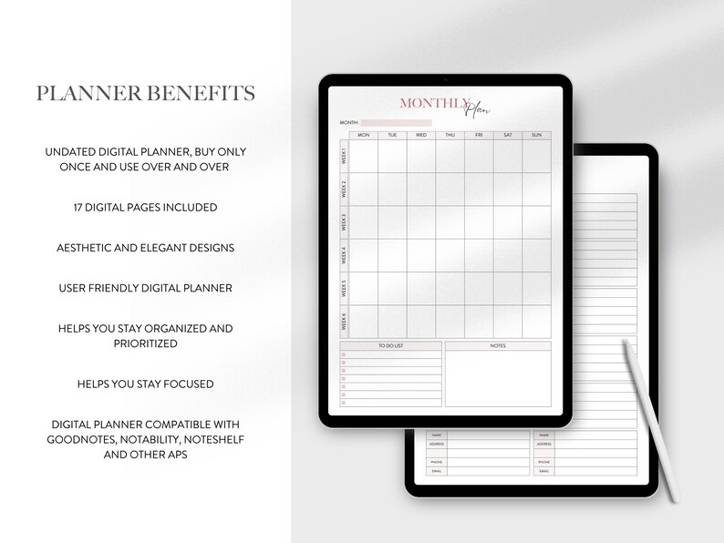 Editable Printable Planner, Digital Planner, Daily Planner, Weekly ...