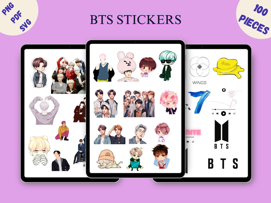 BTS 100 Stickers Pack Jungkook SVG Jimin SVG Jhope Svg Rm - Etsy