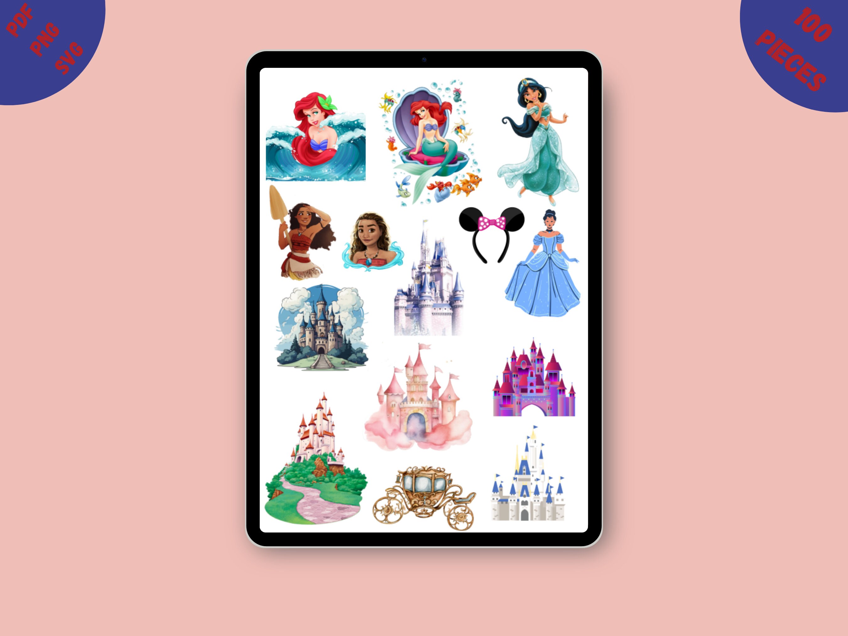 Disney 100 Stickers Pack, SVG ,PNG, PDF, Goodnotes Stickers, Onenote ...
