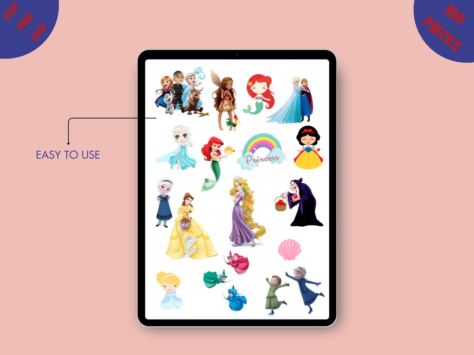 Disney 100 Stickers Pack, SVG ,PNG, PDF, Goodnotes Stickers, Onenote ...