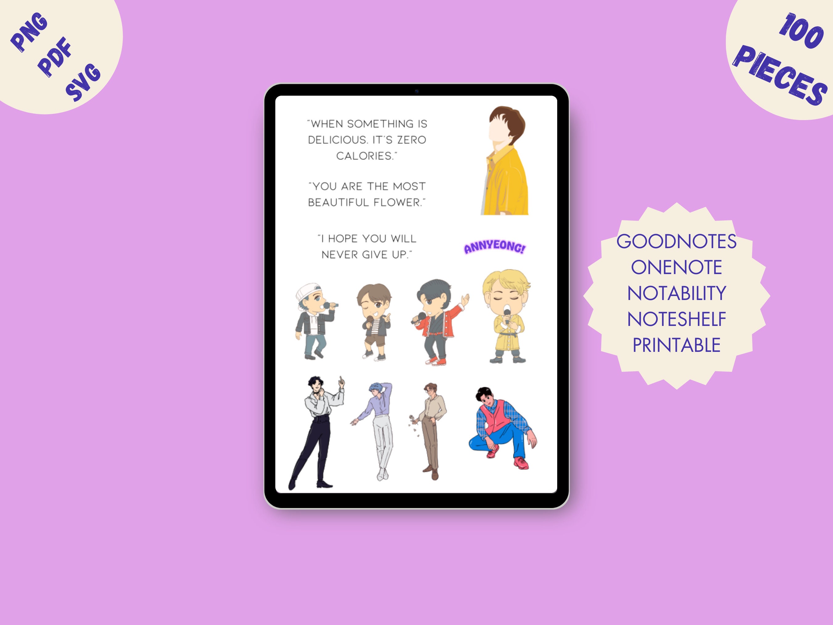 BTS 100 Stickers Pack Jungkook SVG Jimin SVG Jhope Svg Rm - Etsy