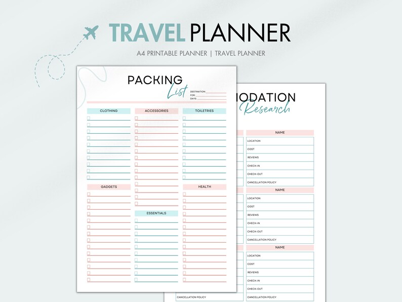 Editable Travel Planner,digital Planner, Printable Planner, Trip ...