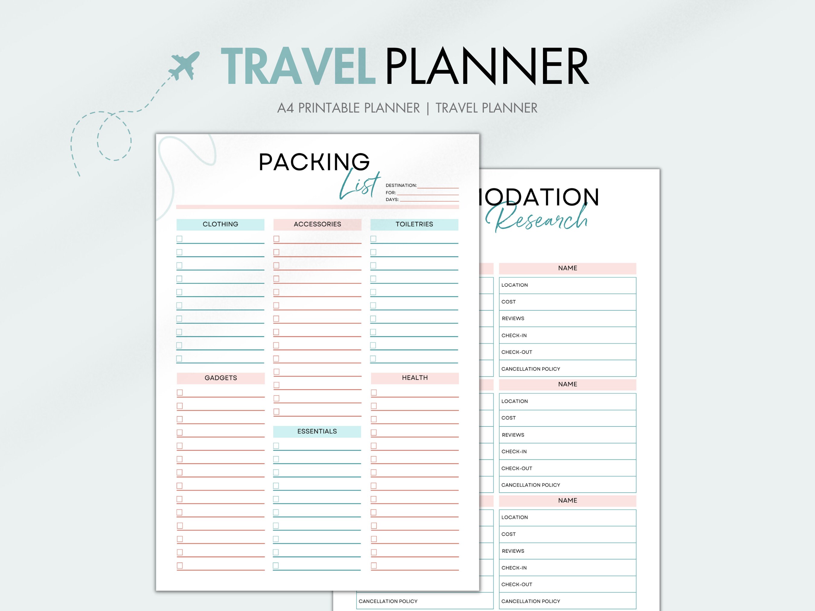Editable Travel Planner,digital Planner, Printable Planner, Trip ...