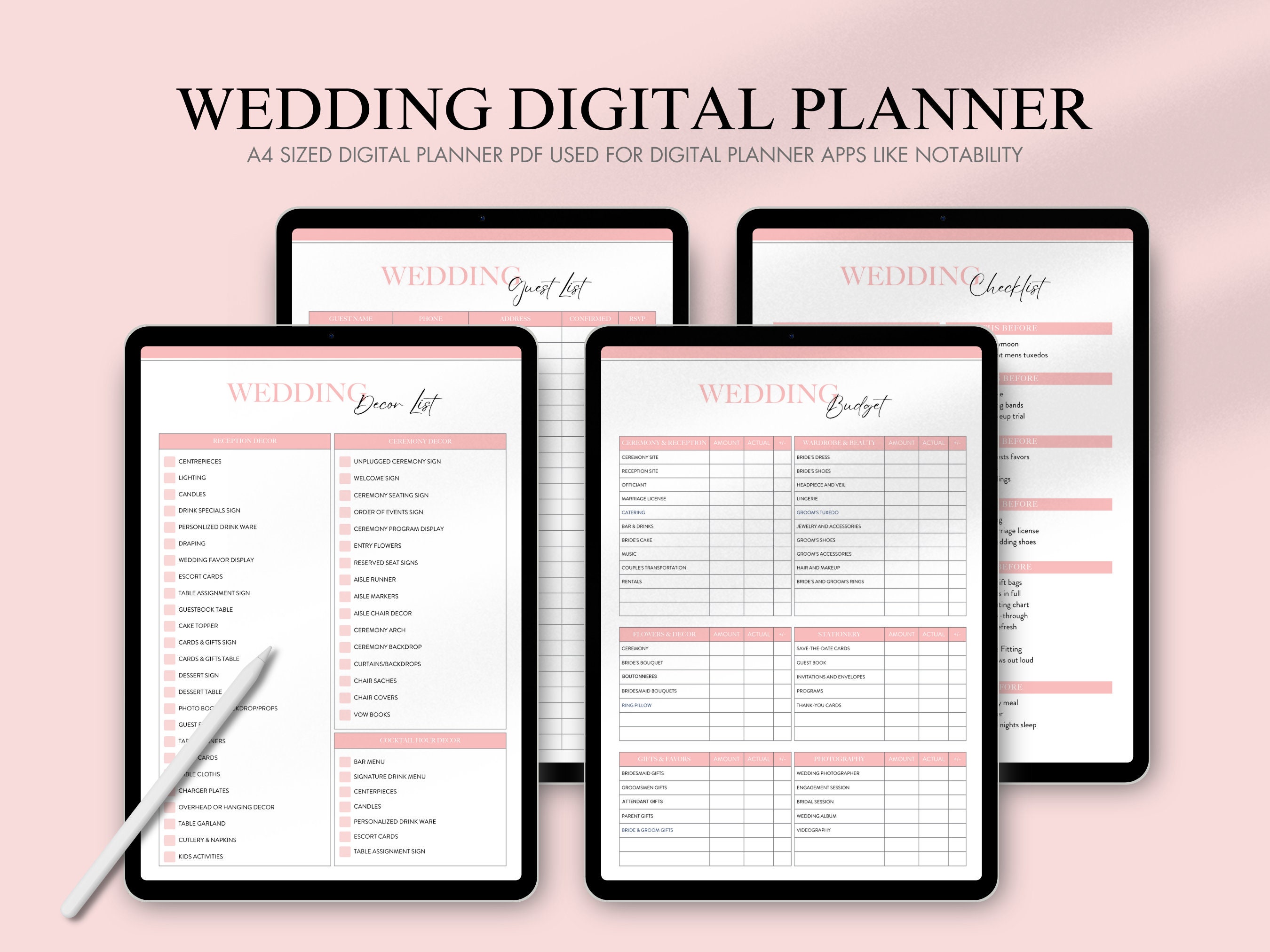 Editable Wedding Planner Digital Planner Printable Planner - Etsy