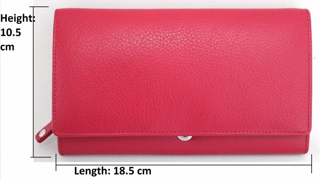 RFID Security Lined Quality Full Grain Leather Purse. 22059. Black, Red ...