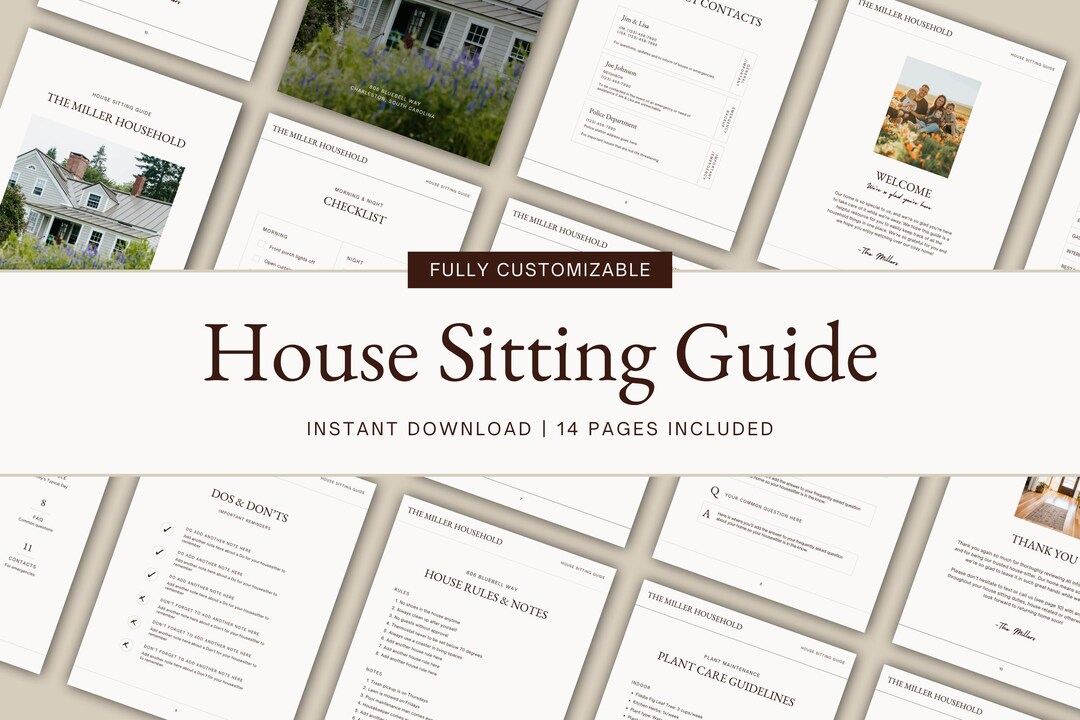 House Sitting Guide - Fully Editable and Customizable Info Guide ...