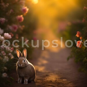 Spring Digital Backdrop, Easter Bunny Garden Path, Spring Digital Background, Easter, Bunny ...