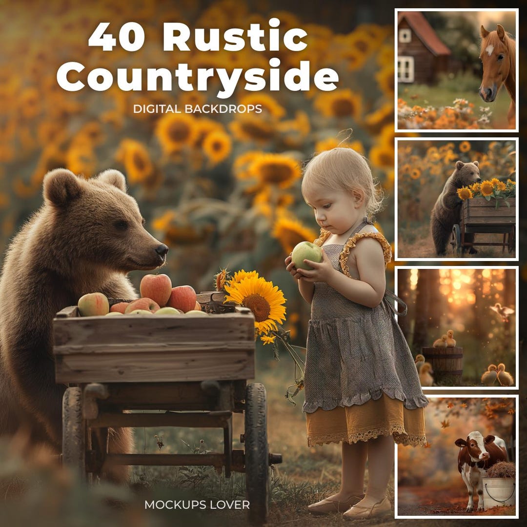 40 Farm Animals Digital Backgrounds, Photography Digital Backdrops ...