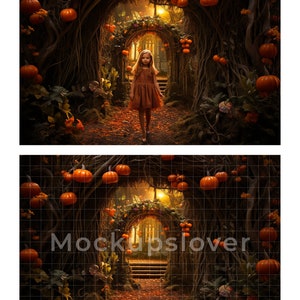 100 Fall Pumpkin Arches Digital Backdrop, Halloween Pumpkin Archway ...