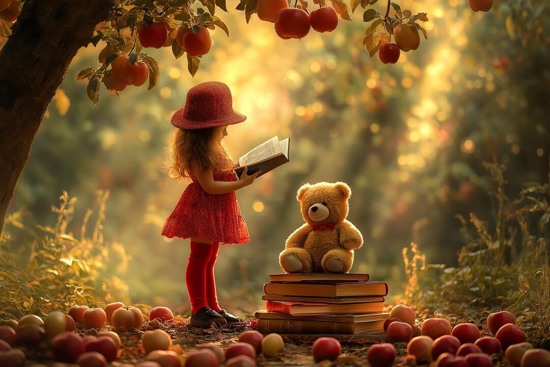 Back to School Digital Background, Vintage Books & Teddy Creative ...
