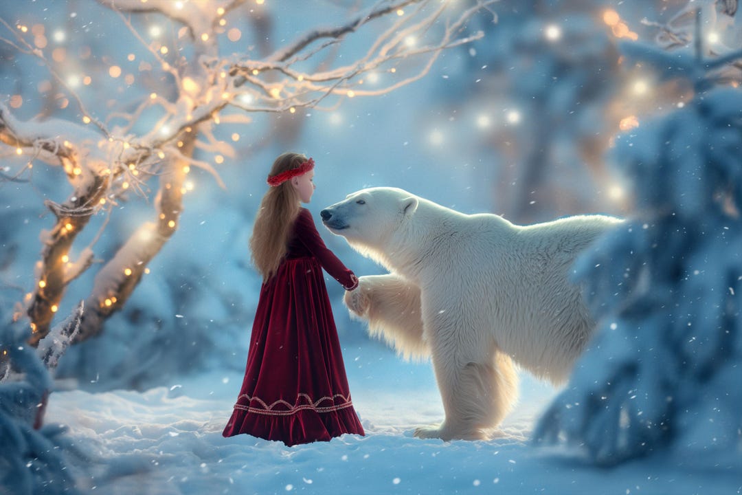 Polar Bear Christmas Holiday Digital Background, Winter Wonderland ...
