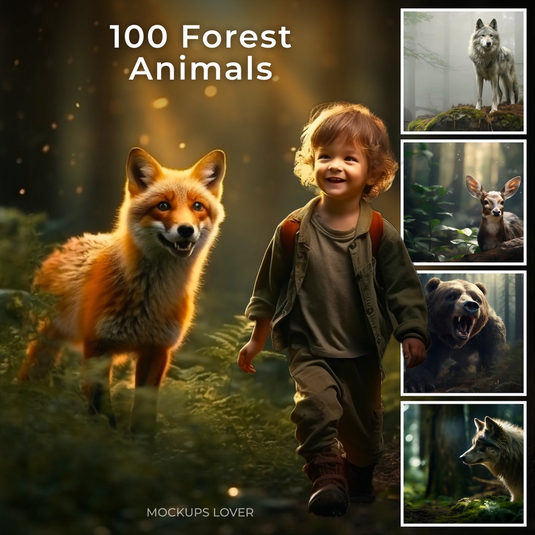100 Forest Animal Digital CG Backdrops, Fairy Woodland Animal ...