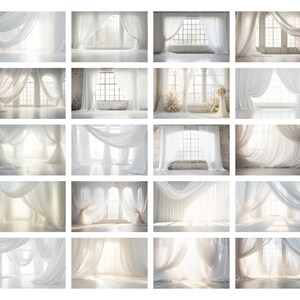 100 White Sheer Curtains Digital Backdrops, Studio Digital Backgrounds ...