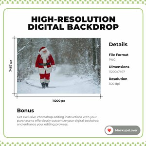 Christmas Santa Claus Digital Background, Holiday Creative Composite ...
