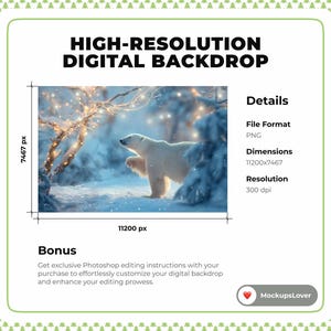 Polar Bear Christmas Holiday Digital Background, Winter Wonderland ...