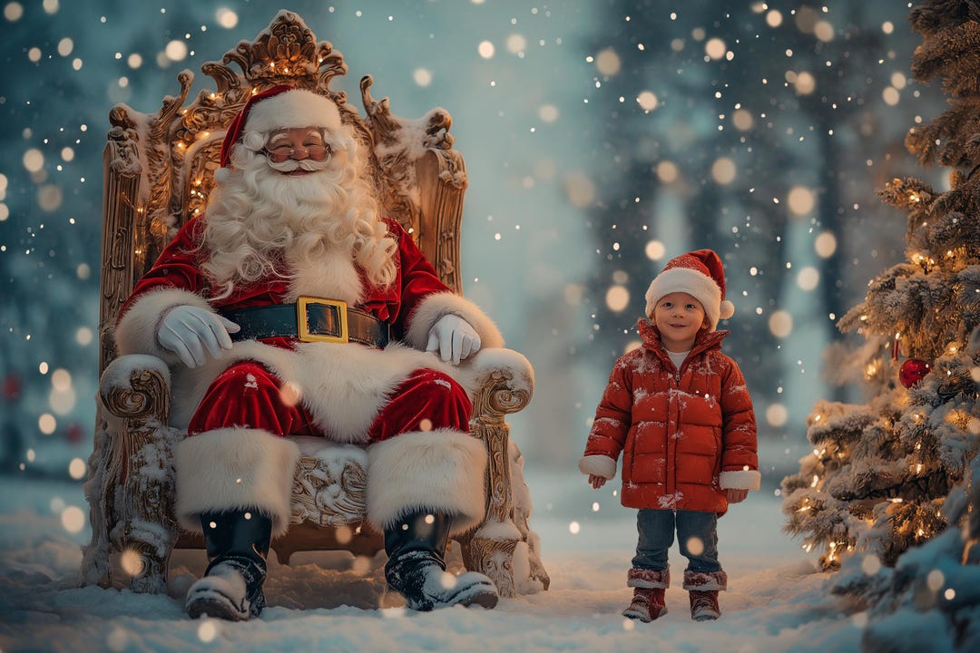 Christmas Santa Claus Digital Backdrop, Holiday Creative Composite ...