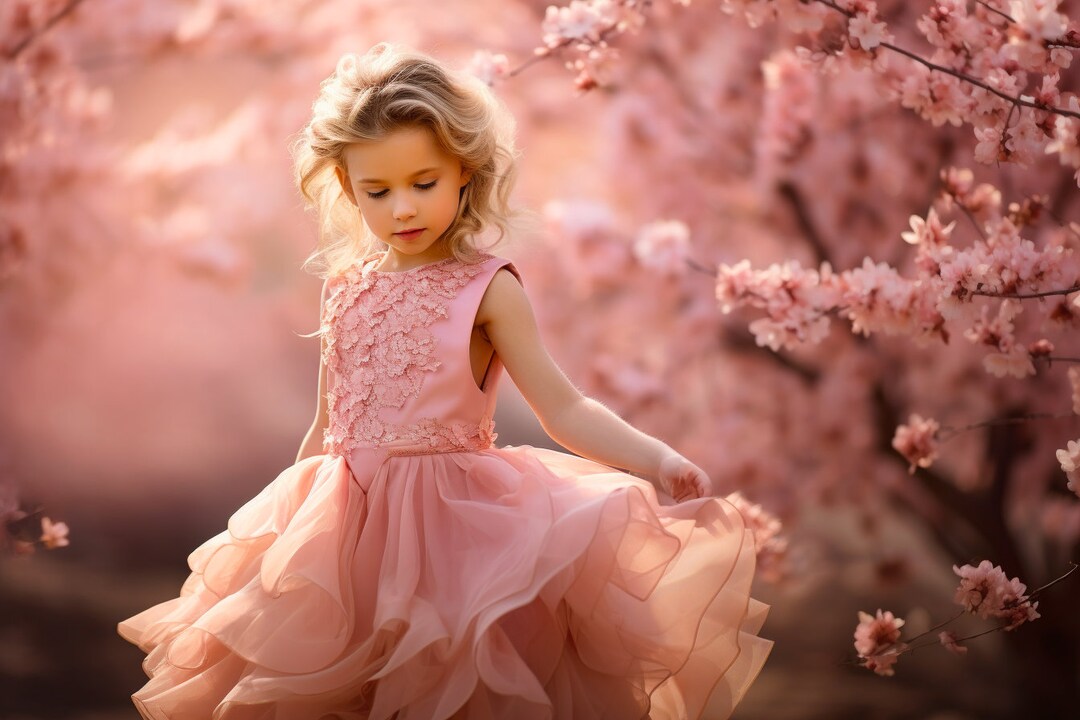 Spring Pink Blossoming Tree Path Digital Backdrop, Early Spring Flowers ...