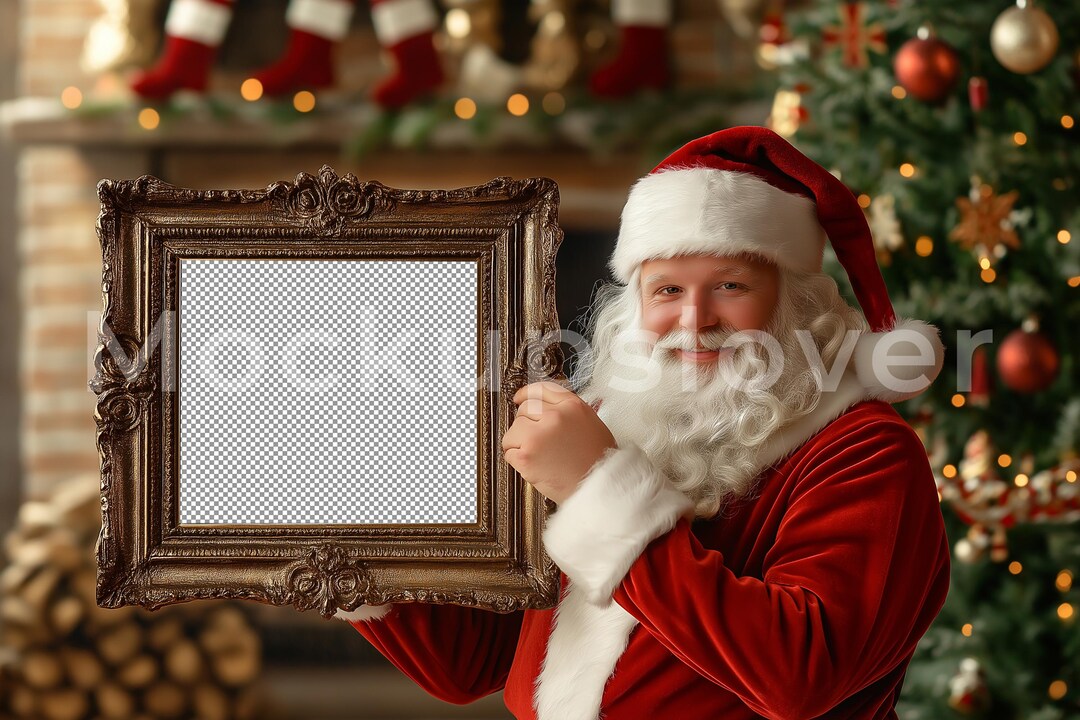 Santa Frame Digital Overlay, Christmas Backdrop, Claus Photoshop ...