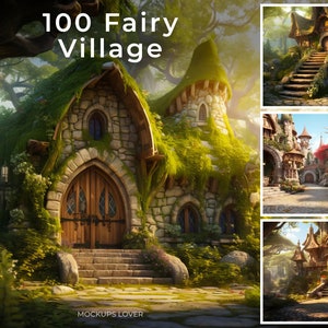100 Fairytale Village Digital Backdrops, Fairytale House Backdrop ...