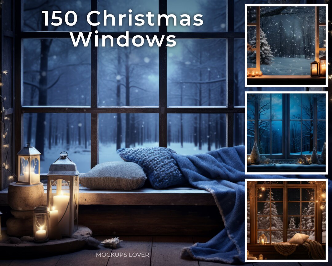 150 Christmas Window Background, Kids Portrait Creative Composite ...