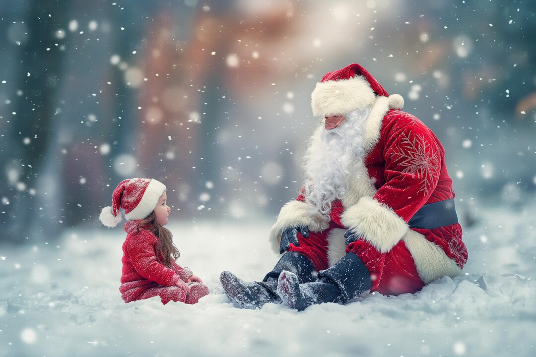 Christmas Santa Claus Digital Background, Holiday Creative Composite ...