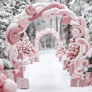 Christmas Candy Cane Arch Digital Background, Holiday Creative ...
