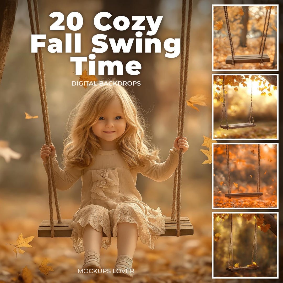 20 Fall Swing Digital Background Bundle, Autumn Backdrop, Photoshop ...