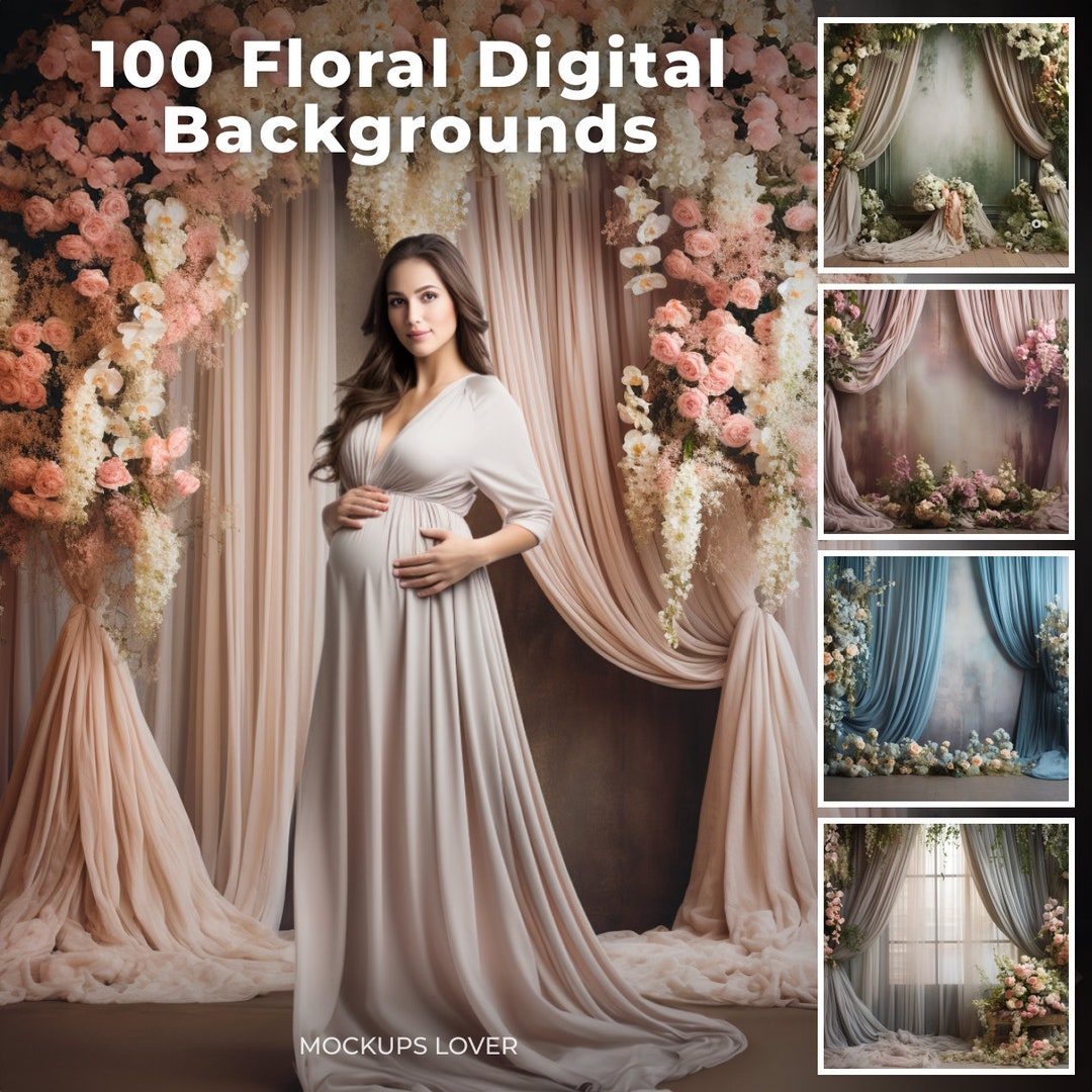 Floral Digital Backdrops, Maternity Digital Backdrop, Photography ...