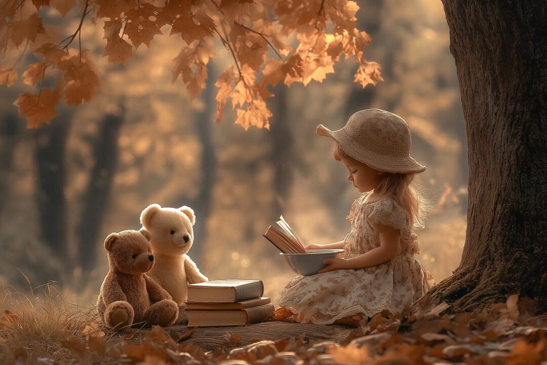 Back to School Digital Background, Vintage Books & Teddy Creative ...