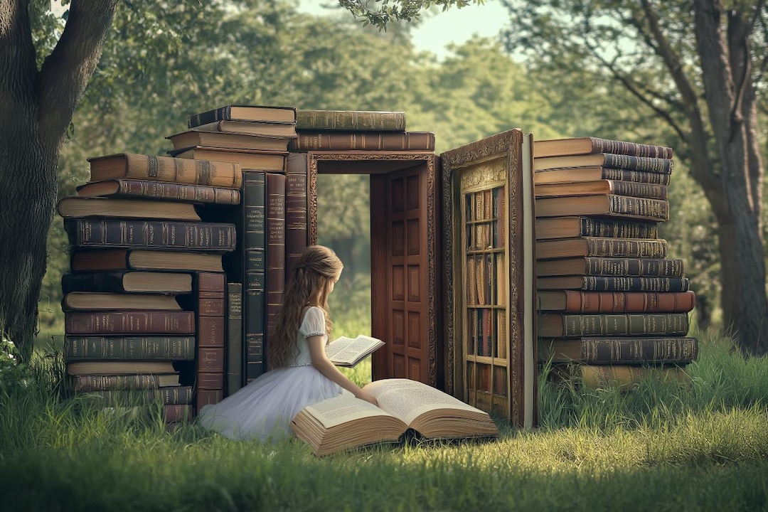 Back to School Digital Background, Vintage Books Backdrop, Enchanted ...